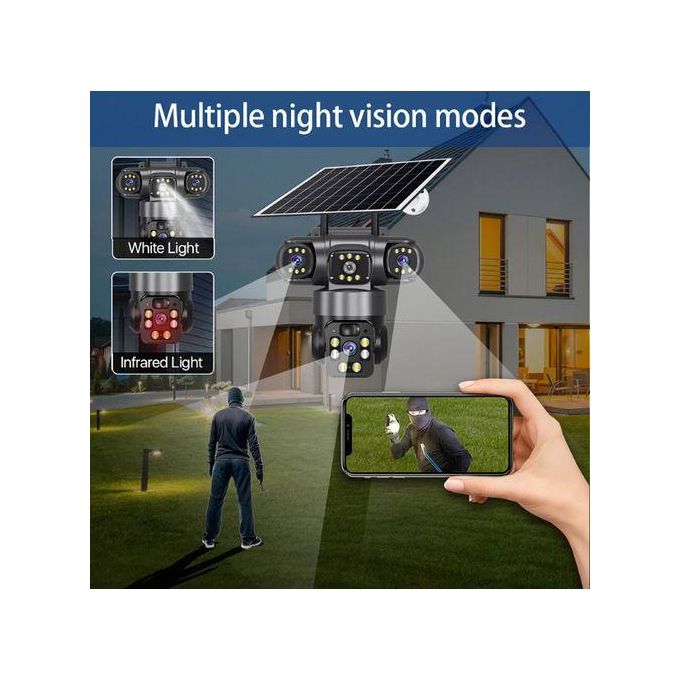 Triple Lens PTZ Solar Security camera – Gshoppe Kenya